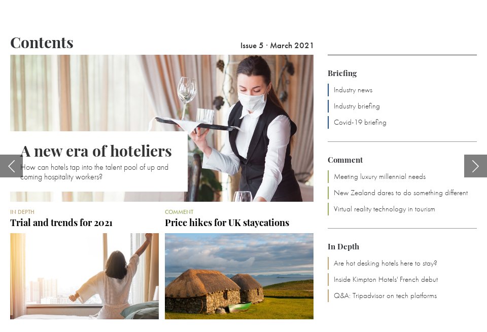 Contents - The New Hotelier | Issue 5 | March 2021