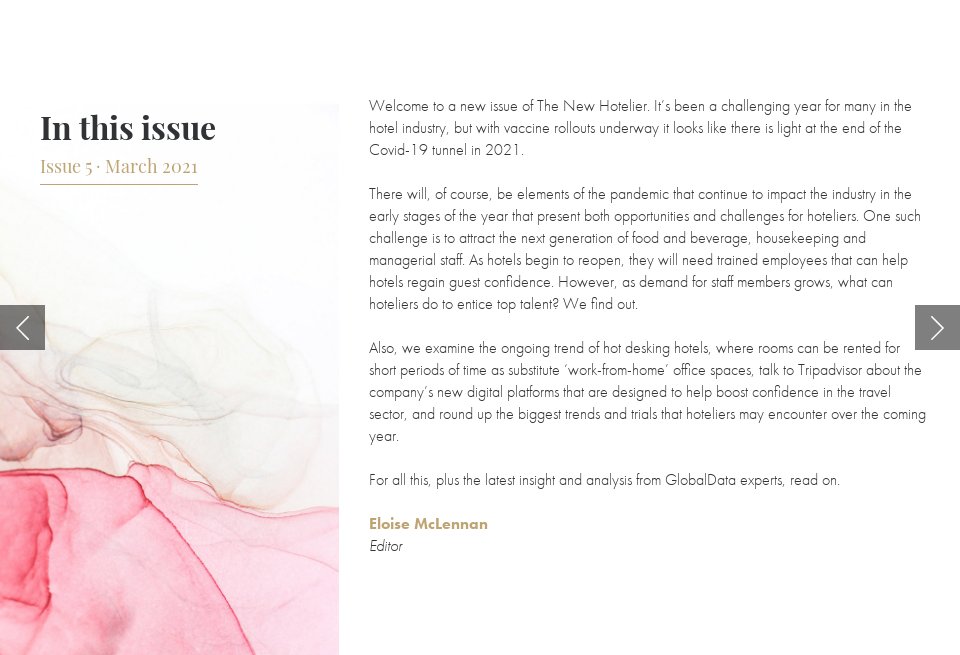 In this issue - The New Hotelier | Issue 5 | March 2021